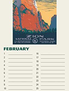 National Parks Poster Art of the WPA Perpetual Calendar Birthday Anniversary Family Date Annual Reminders 5.5" x 11.5"