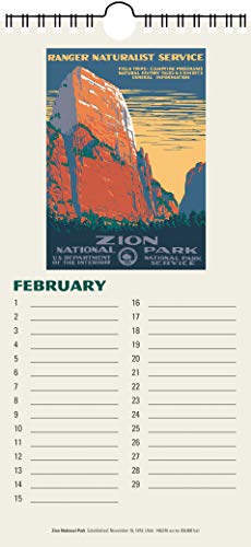 National Parks Poster Art of the WPA Perpetual Calendar Birthday Anniversary Family Date Annual Reminders 5.5" x 11.5"