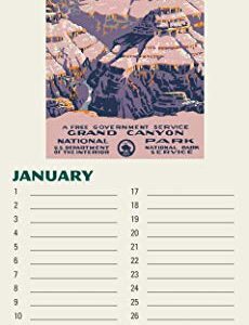 National Parks Poster Art of the WPA Perpetual Calendar Birthday Anniversary Family Date Annual Reminders 5.5" x 11.5"