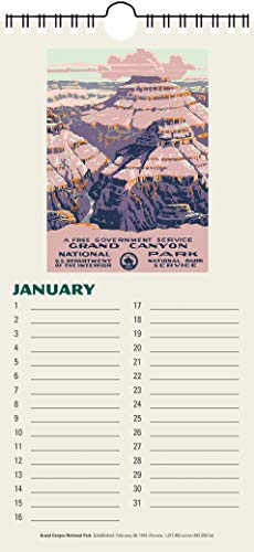 National Parks Poster Art of the WPA Perpetual Calendar Birthday Anniversary Family Date Annual Reminders 5.5" x 11.5"