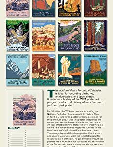 National Parks Poster Art of the WPA Perpetual Calendar Birthday Anniversary Family Date Annual Reminders 5.5" x 11.5"