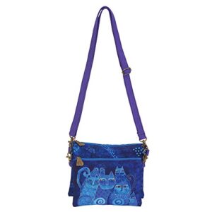 laurel burch women’s, indigo cat crossbody blue purple multi ns