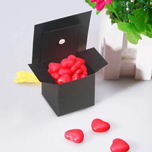 KATOOM 30pcs Graduation Sweet Boxes,6CM*6CM Doctoral Cap Shaped Gift Box Black Graduation Celebration Treat Sweet Biscuit Chocolate Sweet Box with Yellow Tassel for Graduation Ceremony Party