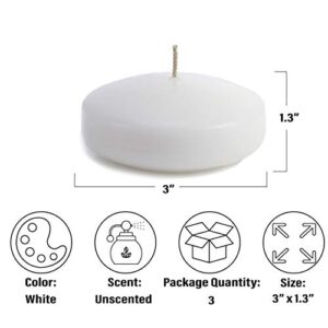 CandleNScent Unscented Floating Candles | 3 Inch - Fits in 3 Inch Vase and Above | White| Floats On Water | Pack of 3