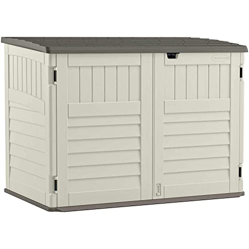 Suncast The Stow-Away 6 ft. x 4 ft. Plastic Horizontal Storage Shed with Floor Kit Beige