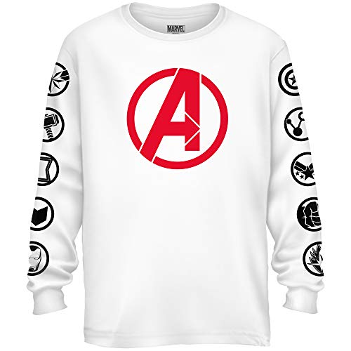 Marvel Avengers Endgame Logo Symbol Captain Marvel America Graphic Longsleeve T-Shirt(White,XXL)