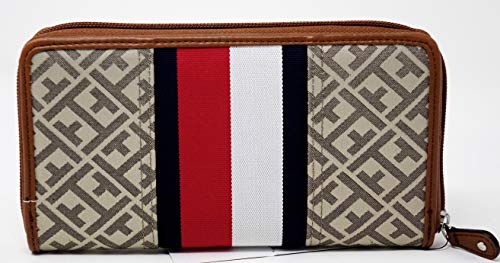 Tommy Hilfiger Women's Logo Stripe Zip Around Wallet Clutch Bag