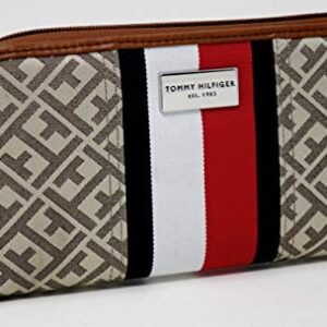 Tommy Hilfiger Women's Logo Stripe Zip Around Wallet Clutch Bag