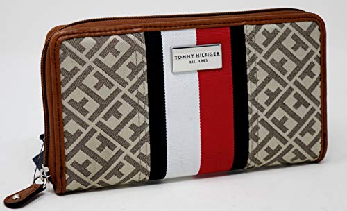 Tommy Hilfiger Women's Logo Stripe Zip Around Wallet Clutch Bag