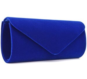 u-story women’s evening wedding party velvet envelope clutch bag tote purse handbag (blue)