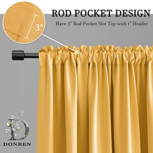 DONREN Gold Yellow Blackout Thermal Insulated Curtain Panels for Bedroom - 2 Panels 84 Inch Length Curtains Room Darkening Rod Pocket Curtain Drapes(42 Wide x 84 Inches Long)