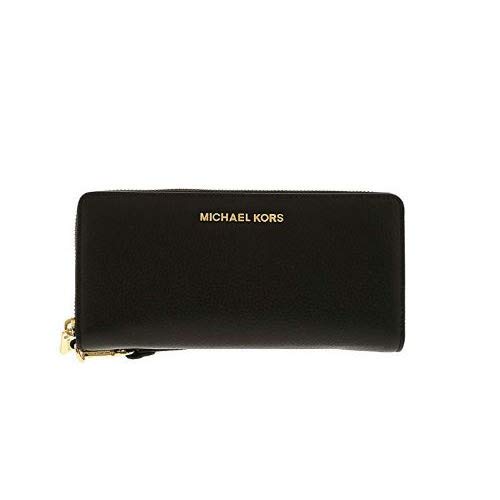 Michael Kors Women's Leather Jet Set Travel Zip Around Continental Wallet No Size ,Scratch-resistant (Black)