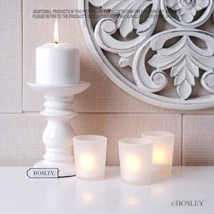 Hosley Set of 2 Ceramic White Pillar Candle Holders 6 Inch High Ideal for LED and Pillar Candles Gifts for Wedding Party Home Spa Reiki Aromatherapy Votive Candle Gardens W5