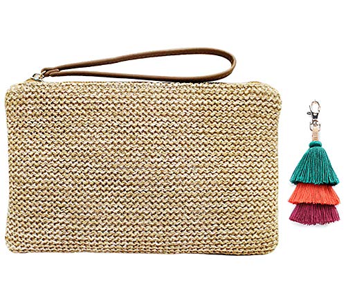 AGNETA Straw Clutch for Women Straw Purse Hand Wrist Type Summer Beach bag Handbags Wallet