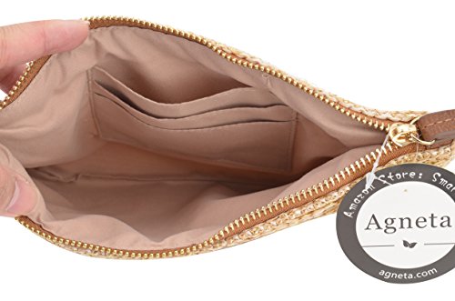 AGNETA Straw Clutch for Women Straw Purse Hand Wrist Type Summer Beach bag Handbags Wallet