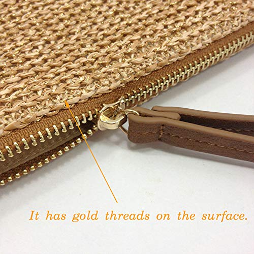 AGNETA Straw Clutch for Women Straw Purse Hand Wrist Type Summer Beach bag Handbags Wallet