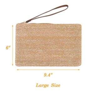 AGNETA Straw Clutch for Women Straw Purse Hand Wrist Type Summer Beach bag Handbags Wallet