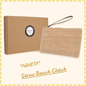 AGNETA Straw Clutch for Women Straw Purse Hand Wrist Type Summer Beach bag Handbags Wallet