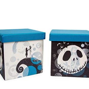 Disney The Nightmare Before Christmas Jack & Sally 15-Inch Storage Bin Cube Organizers, Set of 2 | Fabric Basket Container, Cubby Closet Organizer, Home Decor for Playroom | Gifts and Collectibles