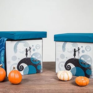 Disney The Nightmare Before Christmas Jack & Sally 15-Inch Storage Bin Cube Organizers, Set of 2 | Fabric Basket Container, Cubby Closet Organizer, Home Decor for Playroom | Gifts and Collectibles