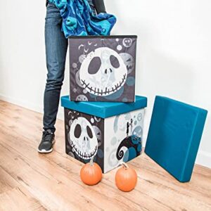 Disney The Nightmare Before Christmas Jack & Sally 15-Inch Storage Bin Cube Organizers, Set of 2 | Fabric Basket Container, Cubby Closet Organizer, Home Decor for Playroom | Gifts and Collectibles