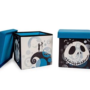 Disney The Nightmare Before Christmas Jack & Sally 15-Inch Storage Bin Cube Organizers, Set of 2 | Fabric Basket Container, Cubby Closet Organizer, Home Decor for Playroom | Gifts and Collectibles