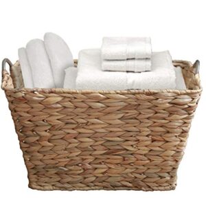 Vintiquewise Water Hyacinth Wicker Large Square Storage Laundry Basket with Handles