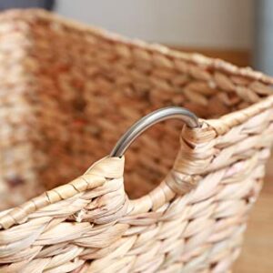 Vintiquewise Water Hyacinth Wicker Large Square Storage Laundry Basket with Handles