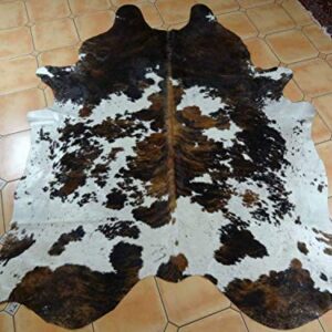 Pure Tricolor Brazilian Cowhide Rug Leather Cow Skin Area Rug Hair on Leather Hide 5 X 5 Approx