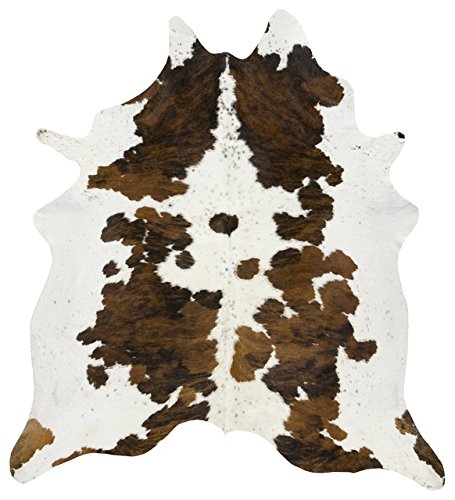 Pure Tricolor Brazilian Cowhide Rug Leather Cow Skin Area Rug Hair on Leather Hide 5 X 5 Approx