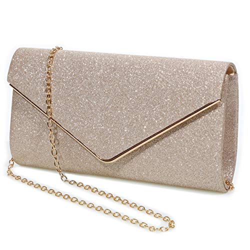 Mansherry Evening Bag Clutch Purses for Women, Ladies Sparkling Party Handbag Wedding Bag Purse Champagne