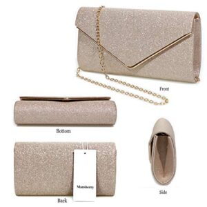 Mansherry Evening Bag Clutch Purses for Women, Ladies Sparkling Party Handbag Wedding Bag Purse Champagne