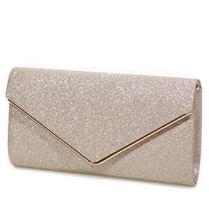 Mansherry Evening Bag Clutch Purses for Women, Ladies Sparkling Party Handbag Wedding Bag Purse Champagne