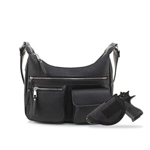 jessie & james large concealed carry crossbody bag for women gunbag shoulder purse with detachable holster black