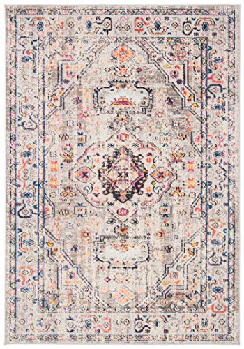 SAFAVIEH Madison Collection 6' x 9' Grey/Blue MAD468F Boho Chic Medallion Distressed Non-Shedding Living Room Bedroom Dining Home Office Area Rug