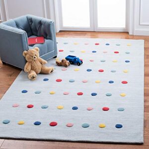 safavieh kids collection 5′ x 8′ grey sfk803f handmade polka dot wool area rug