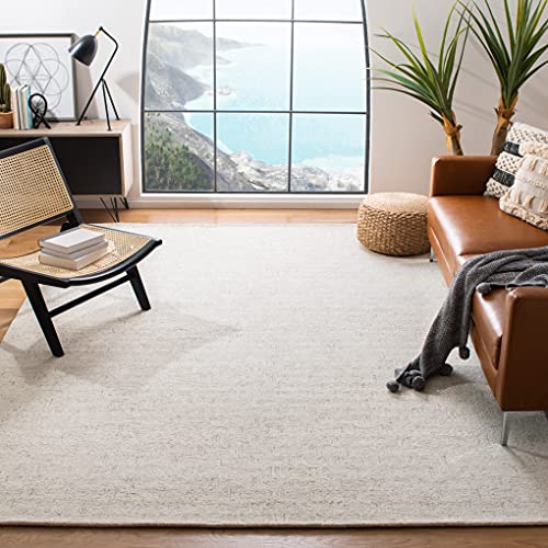 SAFAVIEH Micro-Loop Collection 9' x 12' Light Grey/Ivory MLP537F Handmade Premium Wool Area Rug