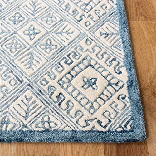 SAFAVIEH Glamour Collection 9' x 12' Blue/Ivory GLM660M Handmade Premium Wool Area Rug