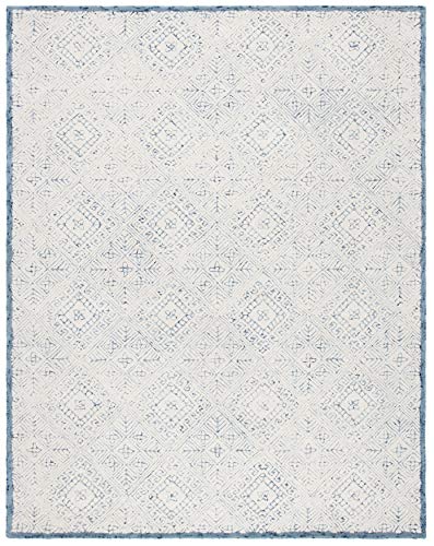 SAFAVIEH Glamour Collection 9' x 12' Blue/Ivory GLM660M Handmade Premium Wool Area Rug