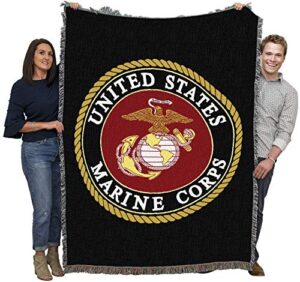 pure country weavers us marine corps – emblem blanket – gift military tapestry throw woven from cotton – made in the usa (72×54)