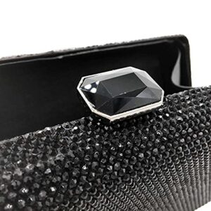 Elegant Women Box Clutch Crystal Evening Bags Wedding Handbags Bridal Purse (Black) Small