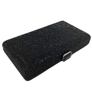 Elegant Women Box Clutch Crystal Evening Bags Wedding Handbags Bridal Purse (Black) Small