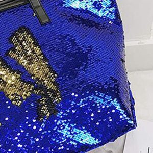 FENICAL Tote Sequins Shoulder Bag Glitter Handbag Flippy Large Tote Bag for Ladies Girls Women- Dark Blue (Random color of inner pattern)