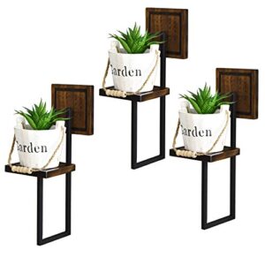 welland floating shelf for wall rustic wood wall shelves hanging planter flower pot holder sconce/candle holder set of 3