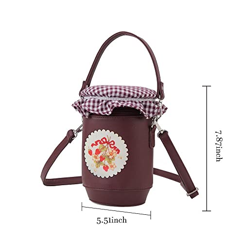 ENJOININ Novelty Jam Bottle Shaped Crossbody Bag for Women Purses and Handbags Girls Shoulder Bag