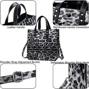 Leopard Print Tote Bag Women Animal Print PU Leather Handbags Ladies Shoulder Bags Totes Purse Clutch Wallet Satchel Style Handbags 2 PCS Set-Brown