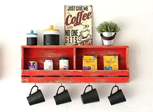 Doug and Cristy Designs Red Rustic Slatted Wall Shelf