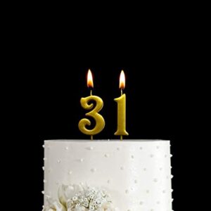 MAGJUCHE Gold 31st Birthday Numeral Candle, Number 31 Cake Topper Candles Party Decoration for Women or Men