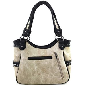 Zelris Western Cross Daisy Flower Women Conceal Carry Tote Handbag Purse Set (Ivory Beige)