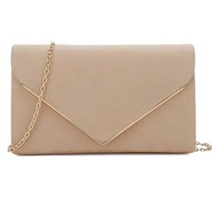 charming tailor faux suede clutch bag elegant evening purse for wedding/prom/black-tie events (nude)